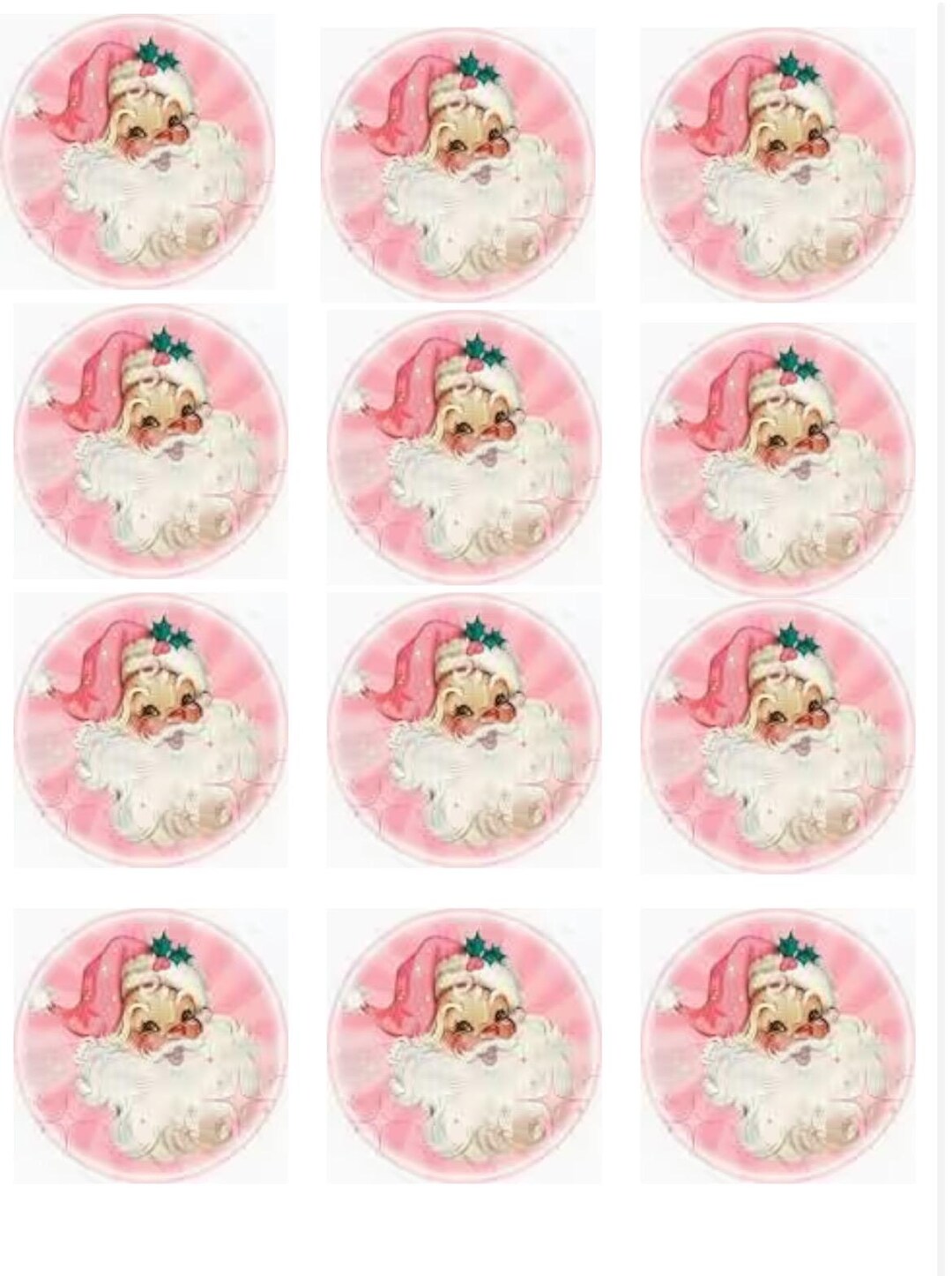 Pink Santa Cupcake Toppers EDIBLE Topper Pink Christmas Vintage ...