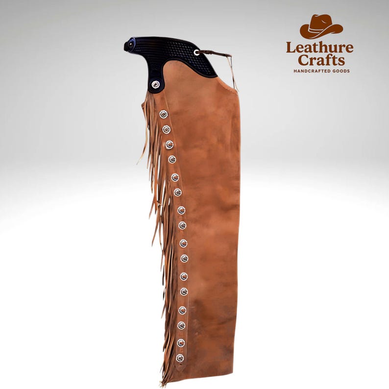 Tan Suede Leather Chaps With Fringe & Conchos | Handmade Western Riding ...