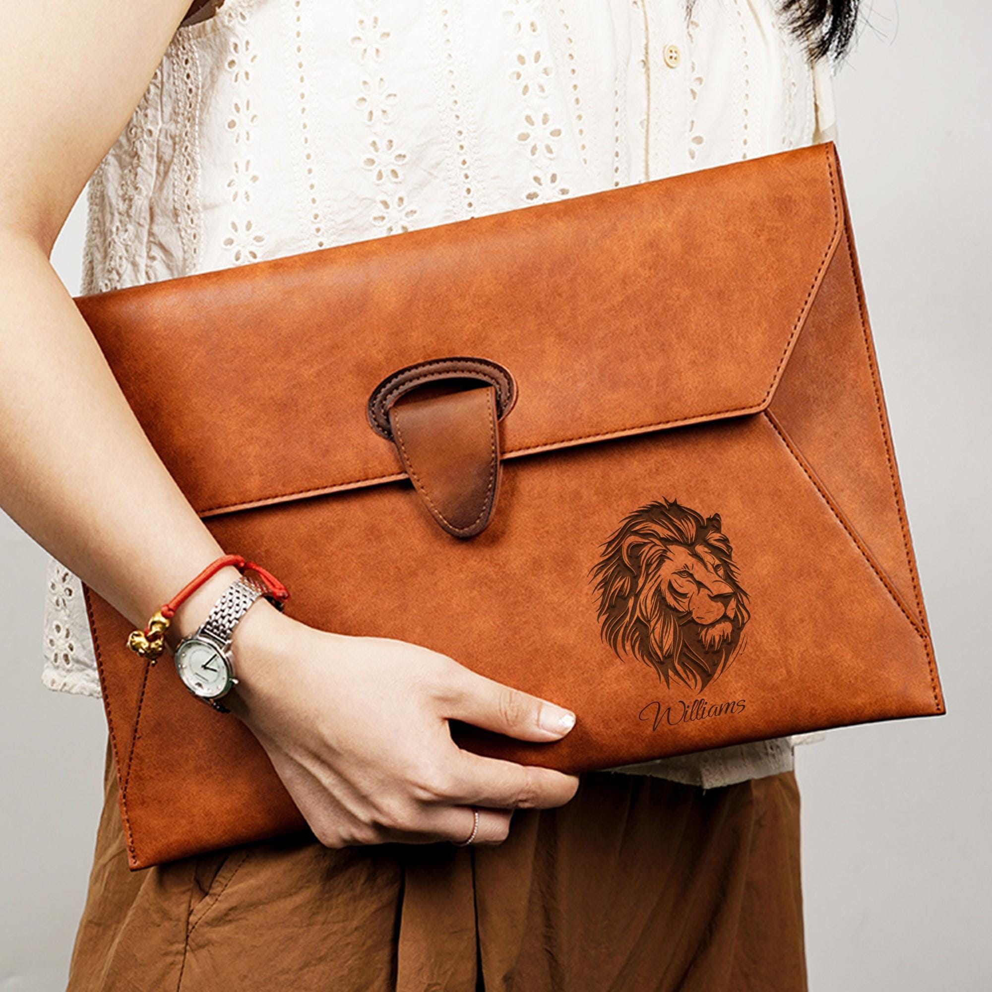 Personalized Engraved Leather A4 File Folders, Custom Leather Document ...