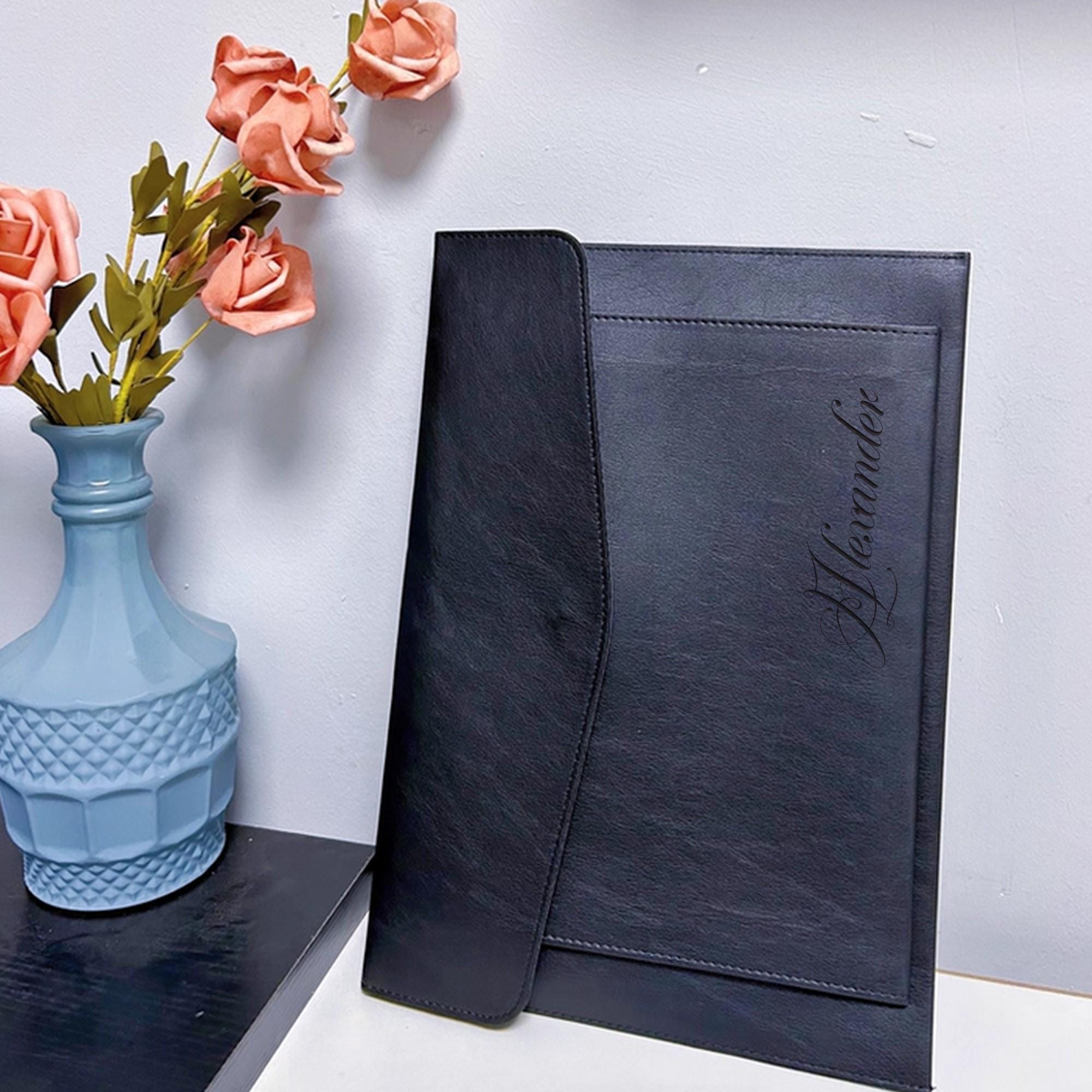 Custom Leather Document Holder, Leather Portfolio Personalized, A4 ...