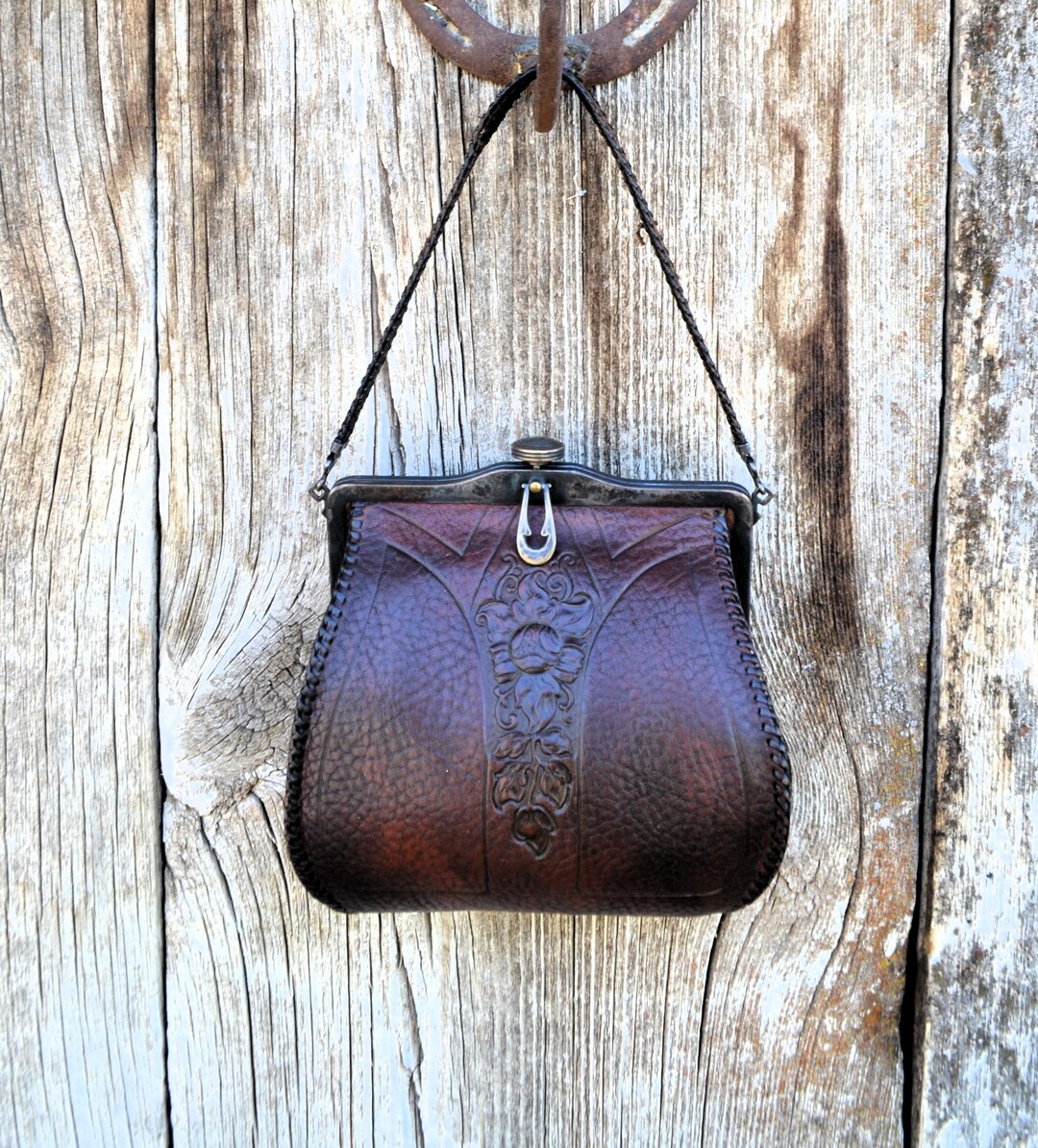Vintage Art Nouveau Leather Pocketbook, Hand Tooled Purse, 1900s - Etsy