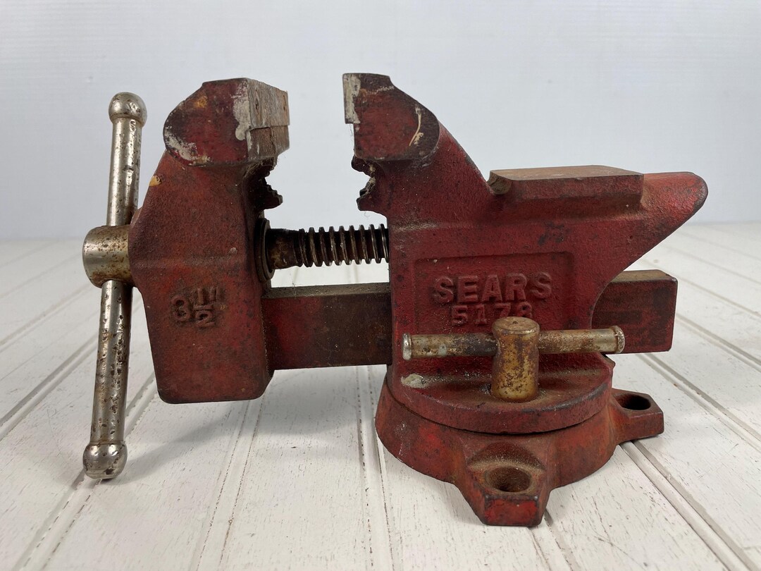 Vintage Sears Bench Vise - 5178 - Red Swivel Bench Vise - Etsy