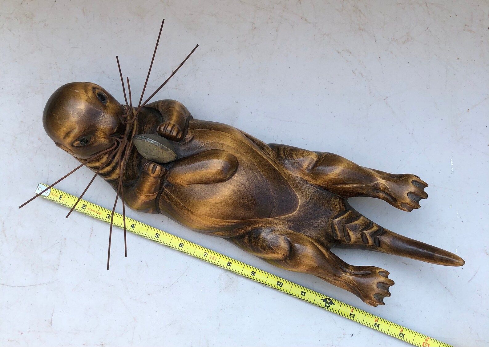 Tom Taber Wood Carved River Otter With Clam | Etsy