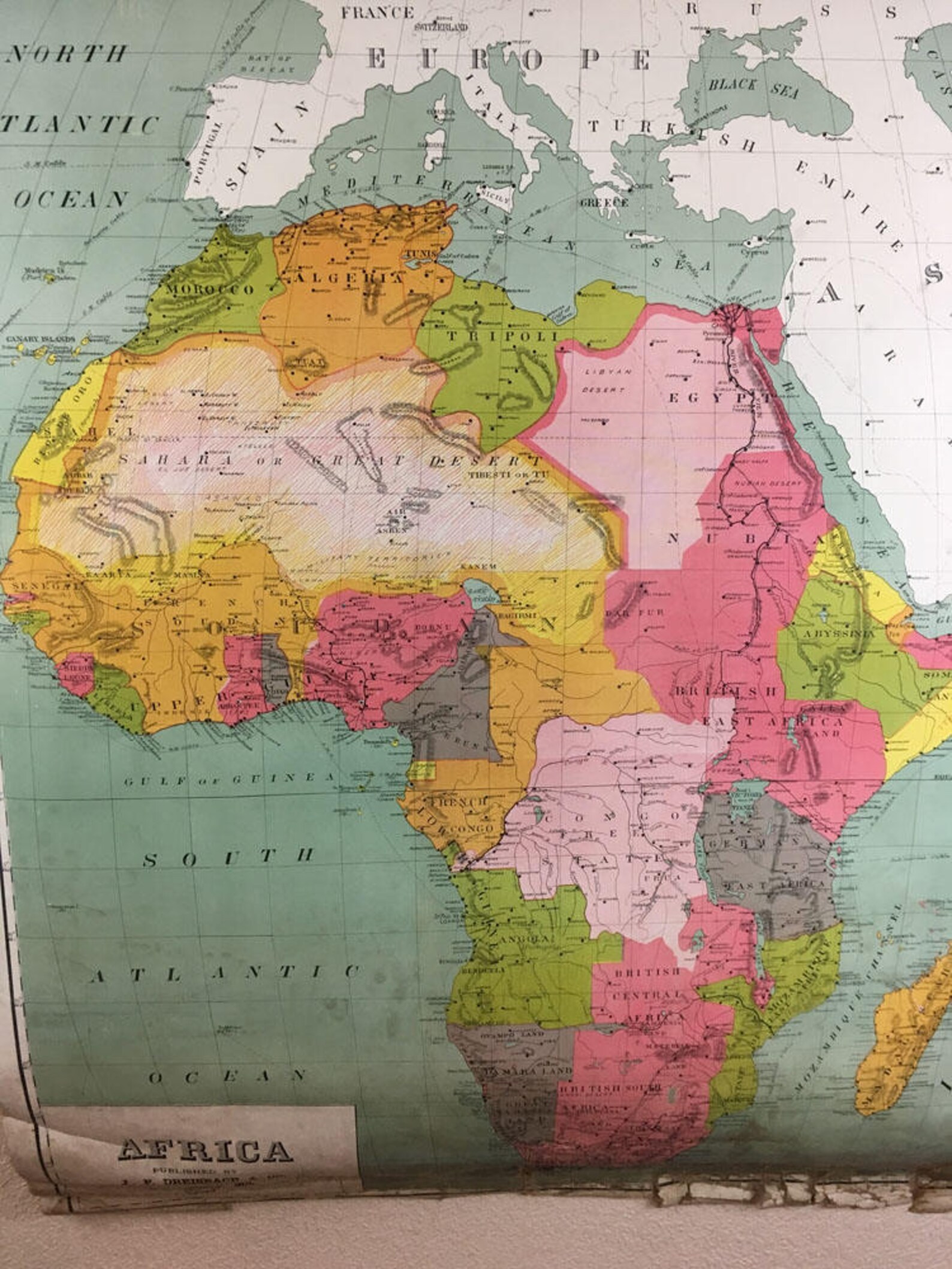 Antique Map of Africa 1910 J. F. Dreisbach & Co. Kansas | Etsy