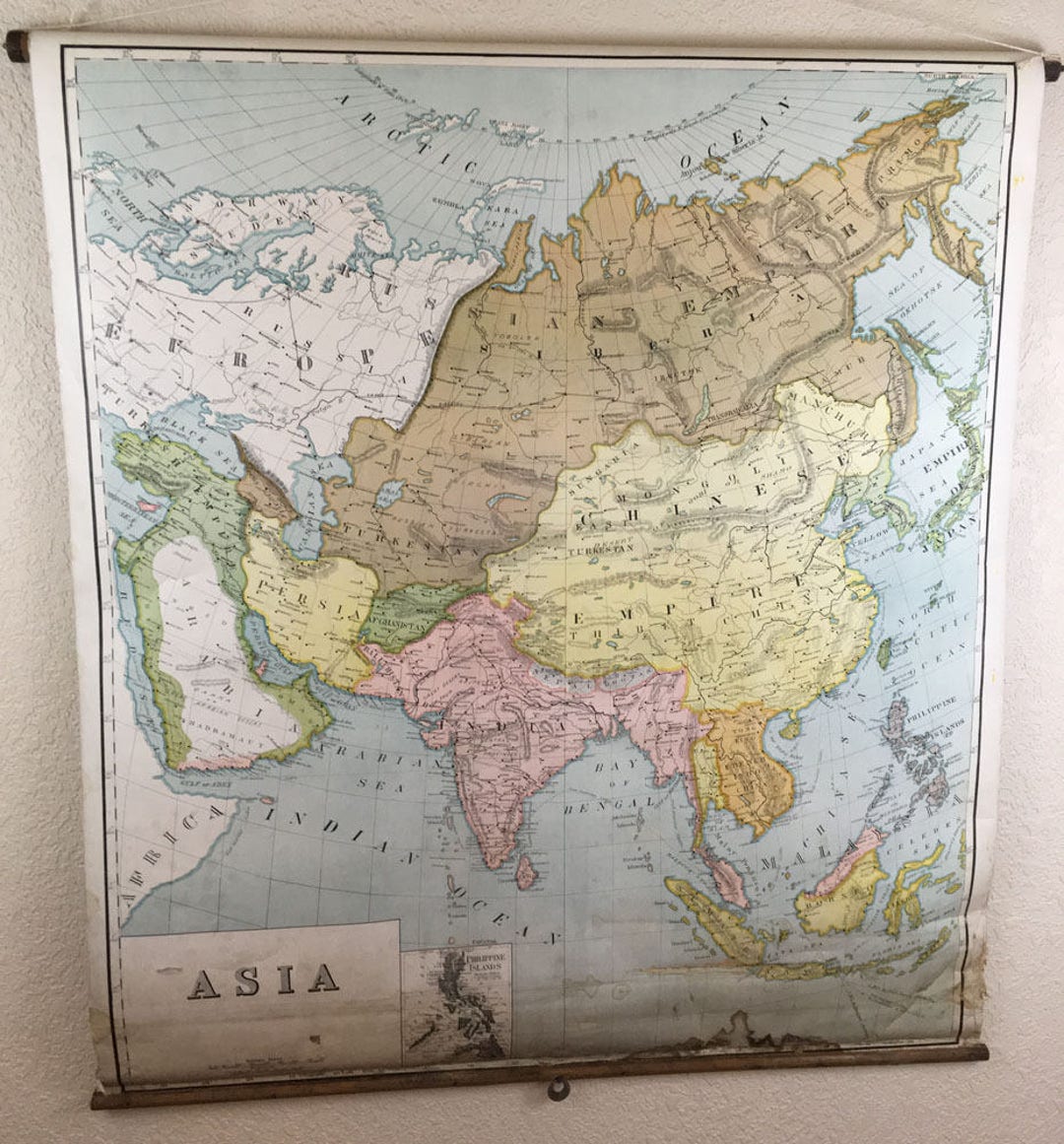 Antique Map of Asia - 1910 J. F. Dreisbach & Co. Kansas City, MO. - Etsy