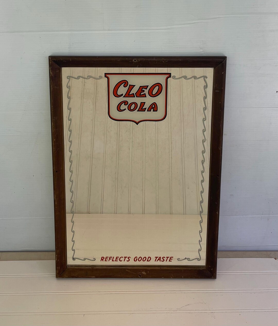 Vintage Cleo Cola Painted Glass Advertising Mirror Sign - "reflects ...