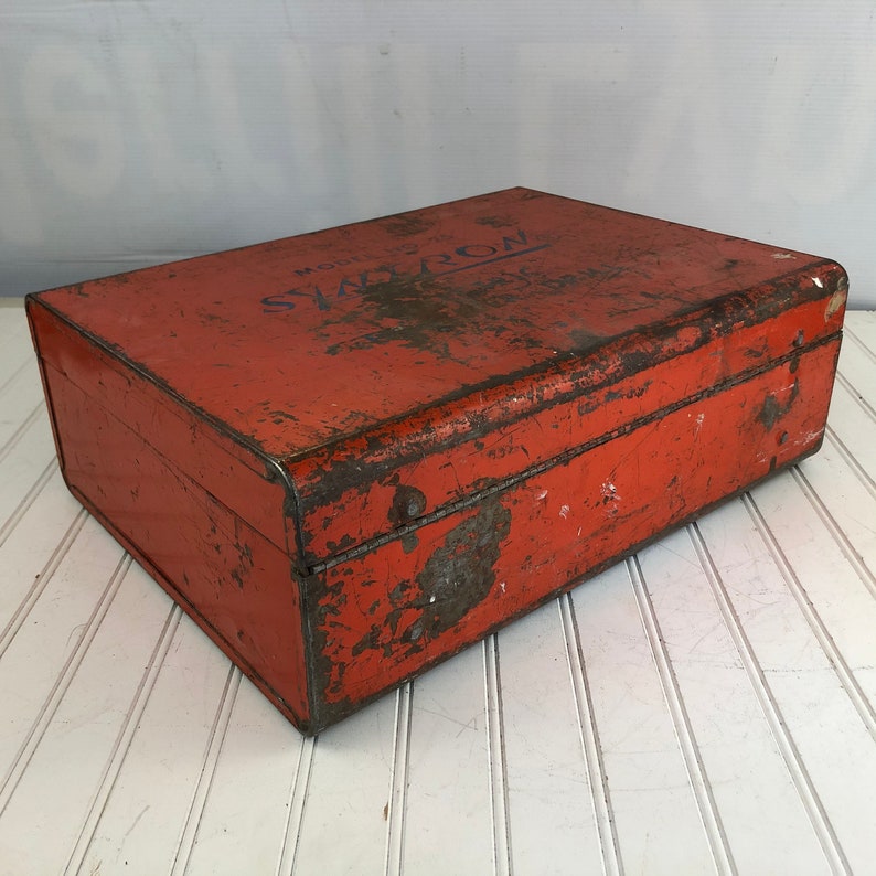 Vintage Rustic Red Metal Box Case - Syntron - Etsy