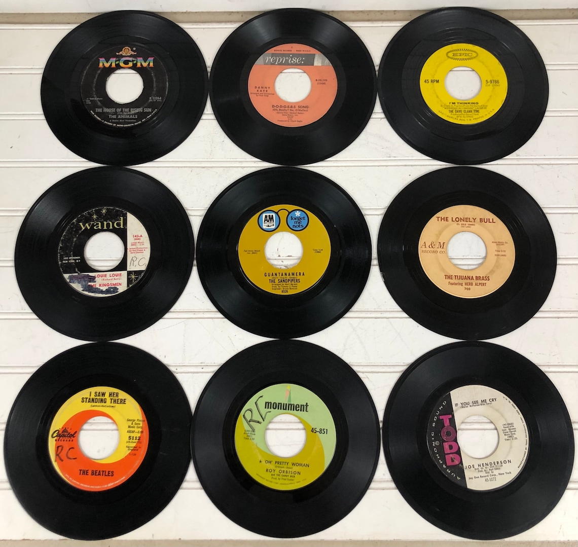 Collection of Vintage 45 Records With Carrying Case Beatles - Etsy