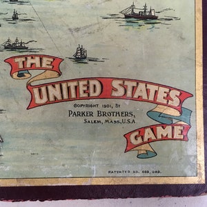 Antique Gameboard - the United States Game - Parker Bros. 1901 ...