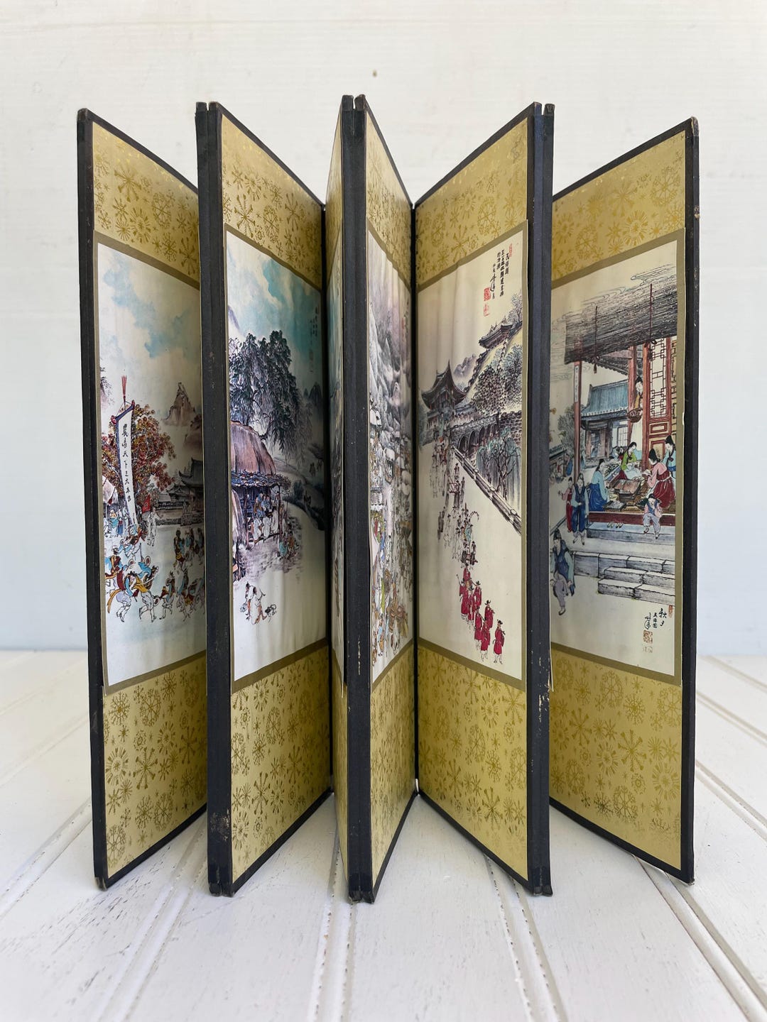 Vintage Asian Mini Table Screen - Etsy