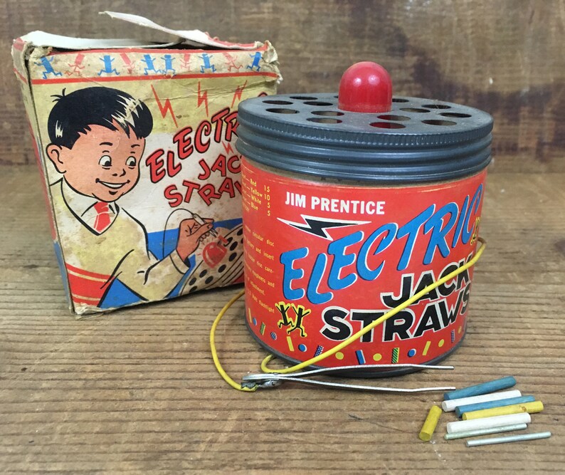 Vintage Electric Jack Straws Toy Great Packaging Graphics | Etsy