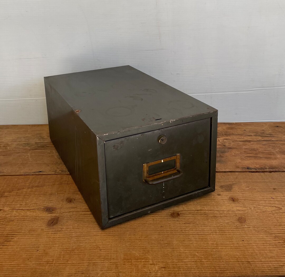 Vintage File Drawer Metal Army Green File Box Industrial Storage - Etsy