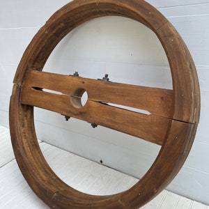 Antique Flat Belt Pulley Wheel - Split Wood Pulley Wheel - Farmhouse ...