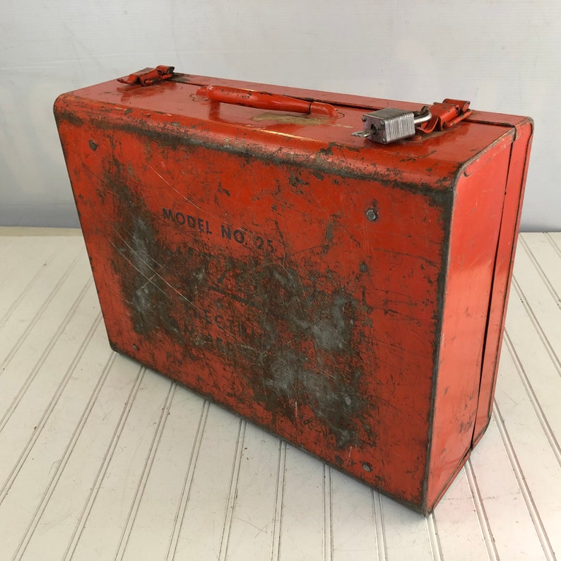 Vintage Rustic Red Metal Box Case Syntron - Etsy