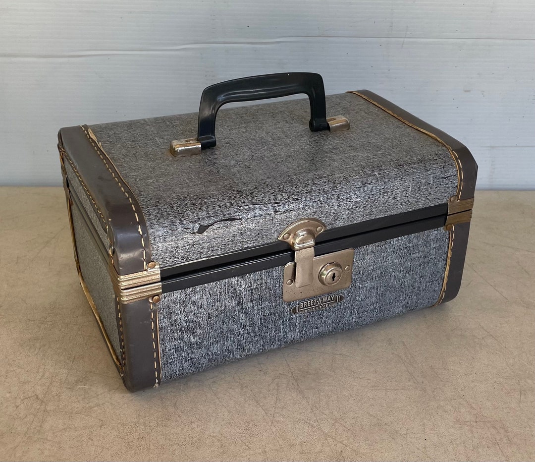 Vintage Speckled Gray Train Case With Black Trim - Retro Travel Case - Etsy