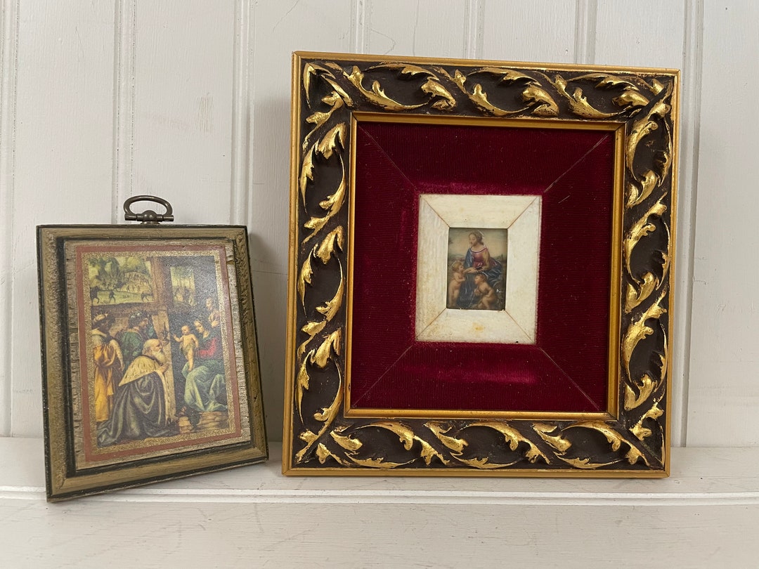 Vintage Framed Religious Art, Small Pictures, Wall Art, Wise Men, Baby ...