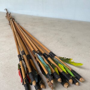 Primitive Handmade Bow and Arrows - 50” Bow With 10 Arrows - Hand Tied ...