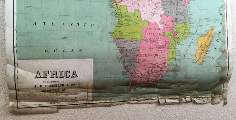 Antique Map of Africa 1910 J. F. Dreisbach & Co. Kansas | Etsy
