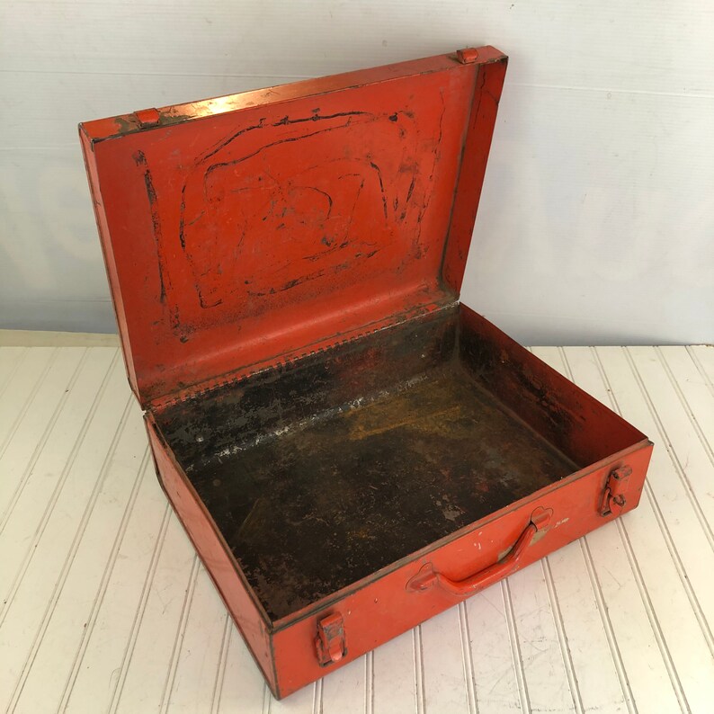 Vintage Rustic Red Metal Box Case - Syntron - Etsy