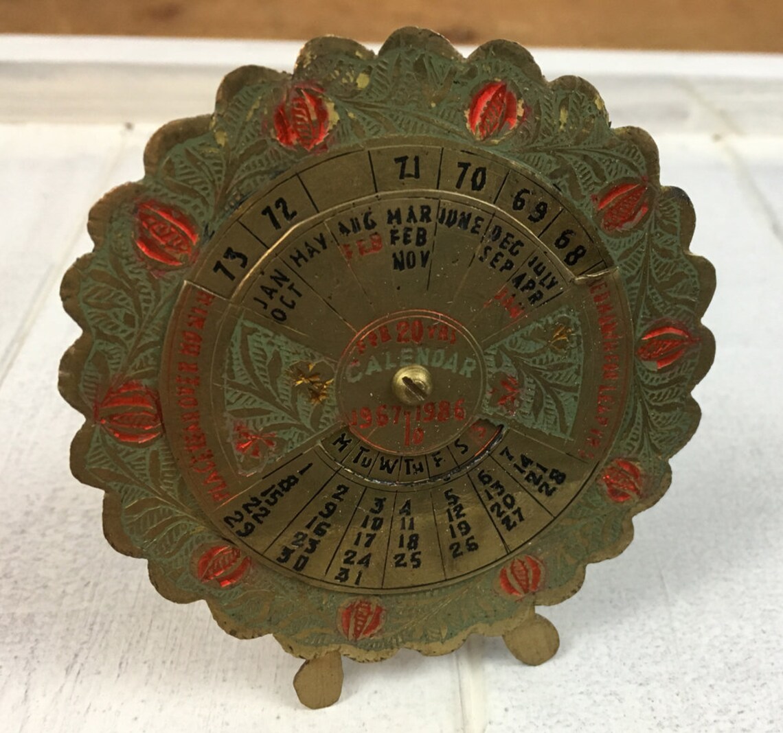 20 Year Calendar Brass Calendar 1967 to 1986 | Etsy