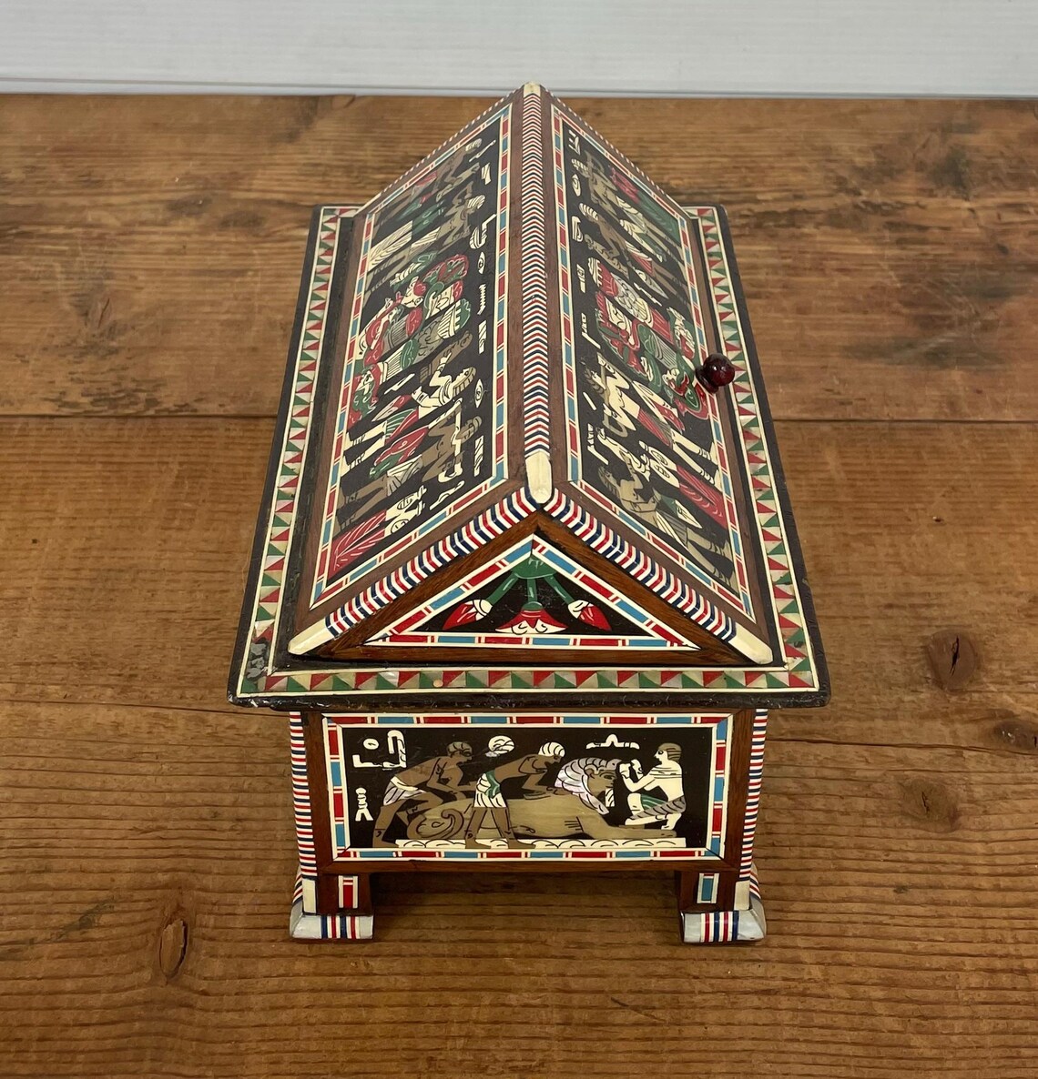 Vintage Egyptian Trinket Box, Handcrafted Mother of Pearl & Wood ...