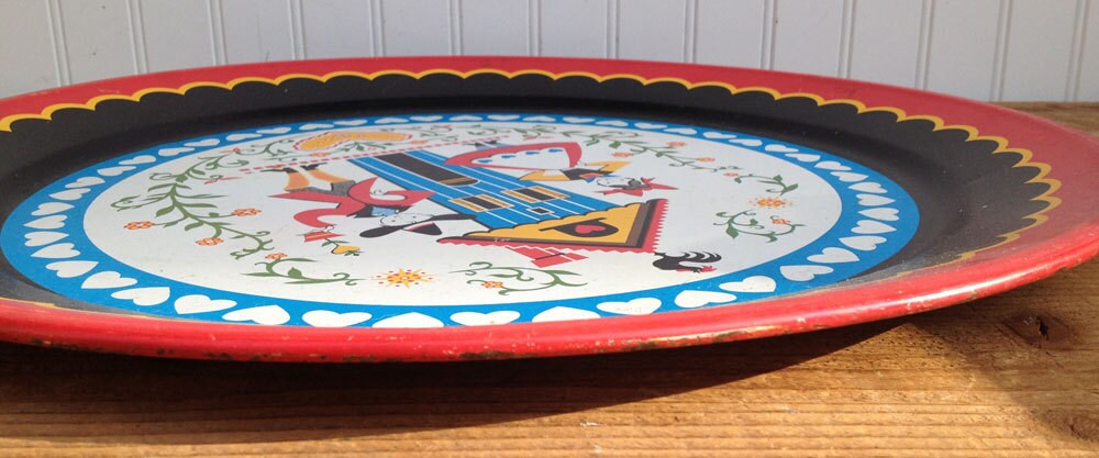 Vintage Pennsylvania Dutch Metal Tray | Etsy