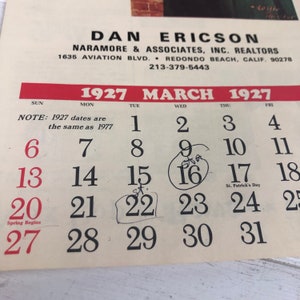 Vintage 1977 Liberty Calendar 12 Months 1927 Calendar, Vintage ...