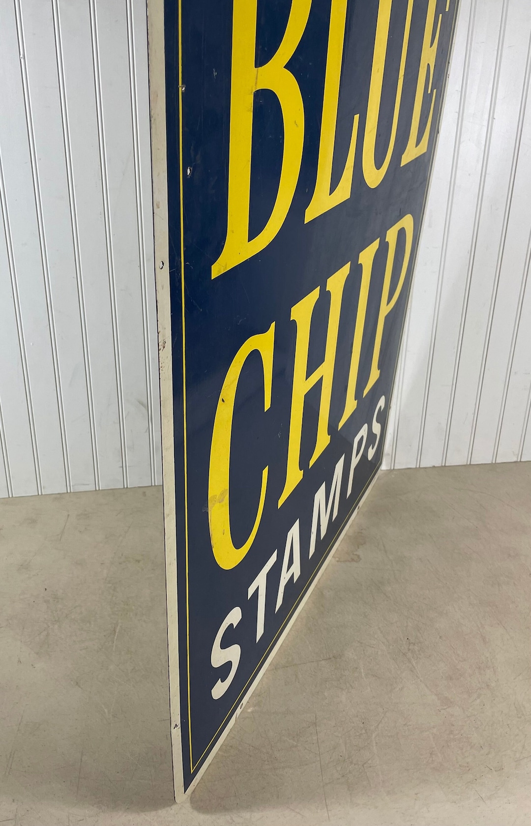 Vintage Double Sided Blue Chip Stamps Sign - 36” X 30” Metal Painted ...