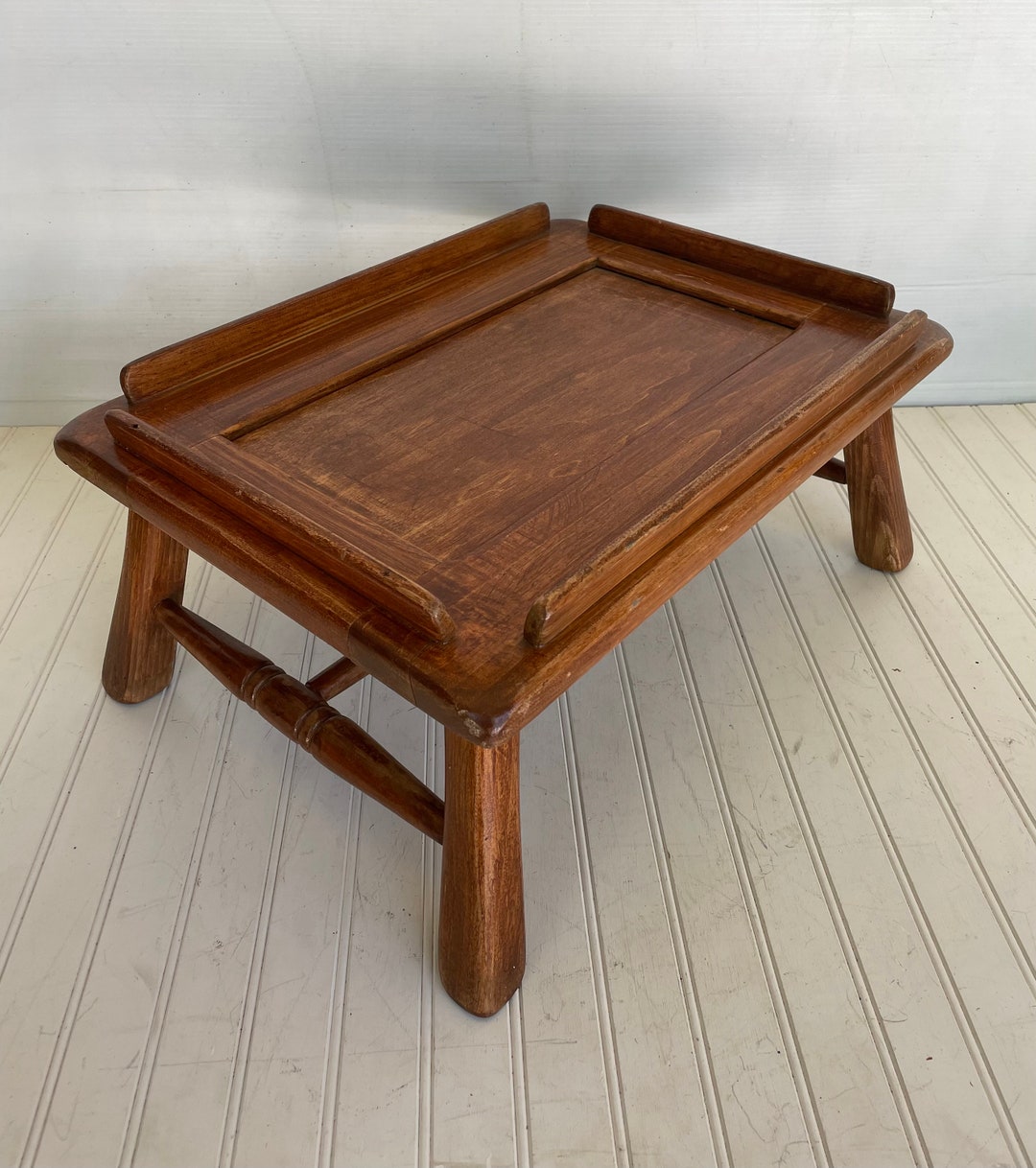 Vintage Small Coffee Table - Rustic Wood Side Table - Unique Short ...