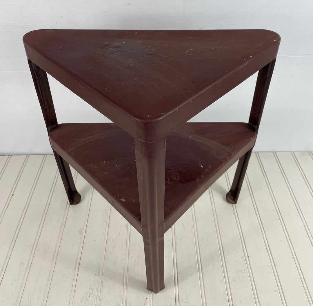 Vintage Pressed Steel Industrial Triangle Shaped Table - Rustic Metal ...