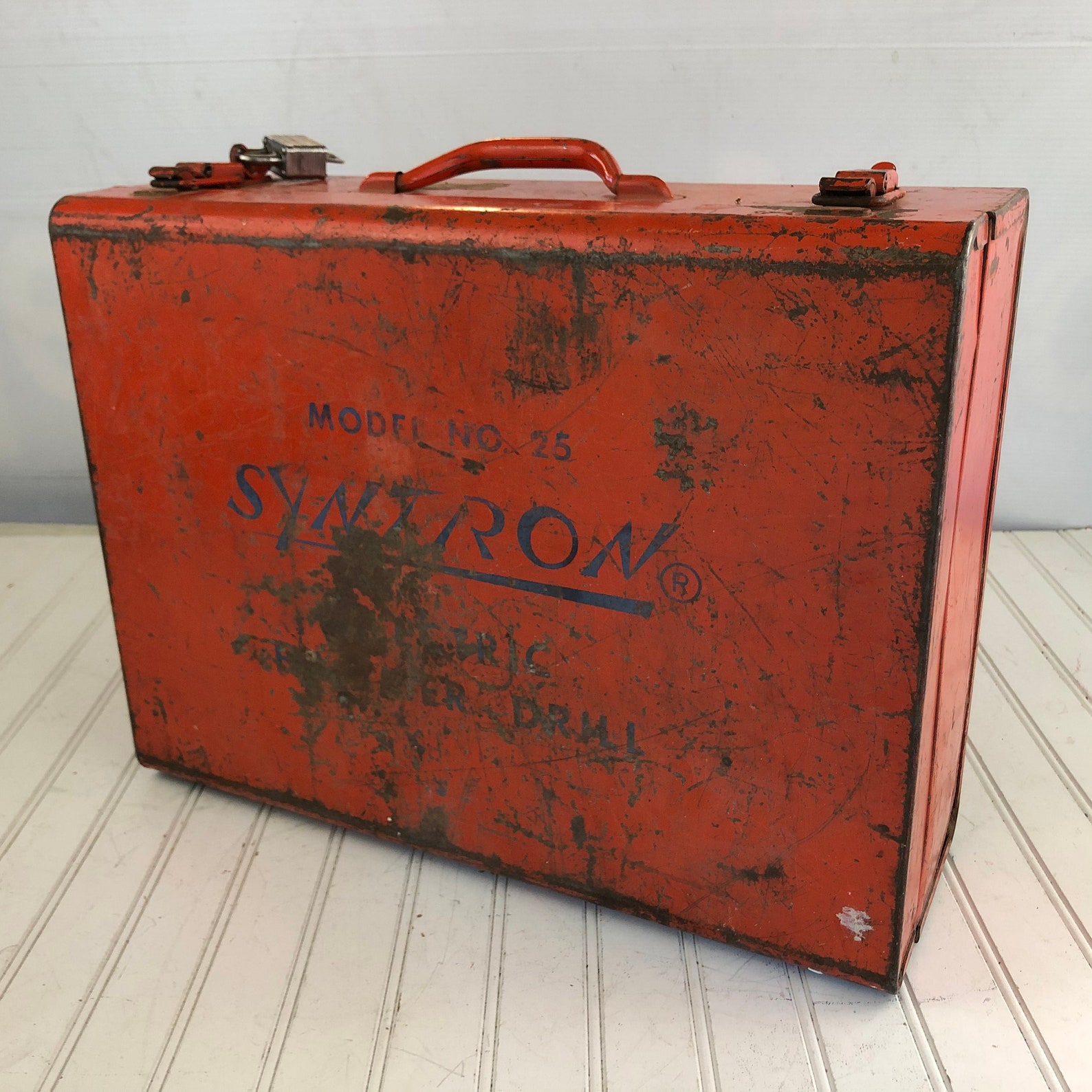 Vintage Rustic Red Metal Box Case - Syntron - Etsy