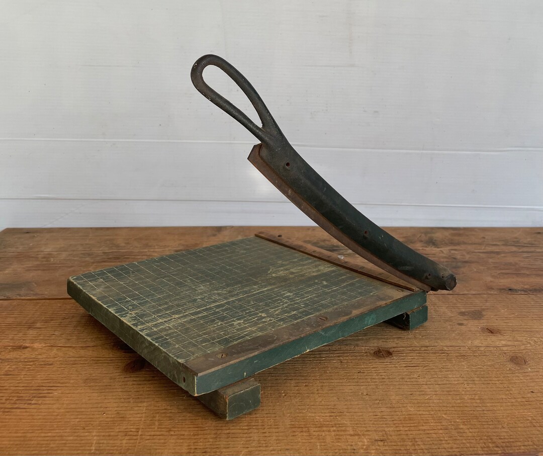 Rustic Wood Paper Cutter With Iron Blade - 10” Cutting Surface - Etsy