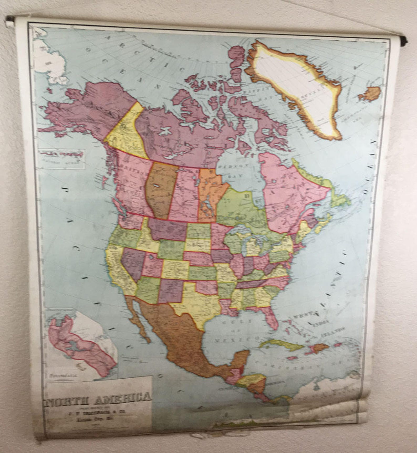 Antique Map of North America 1910 J. F. Dreisbach & Co. - Etsy