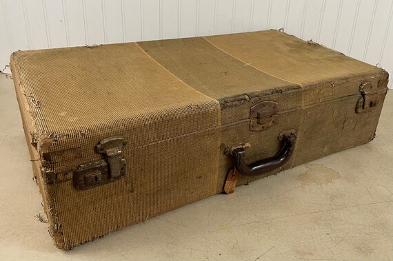 Vintage Suitcase Shabby Rustic Luggage Travel Hardshe… - Gem