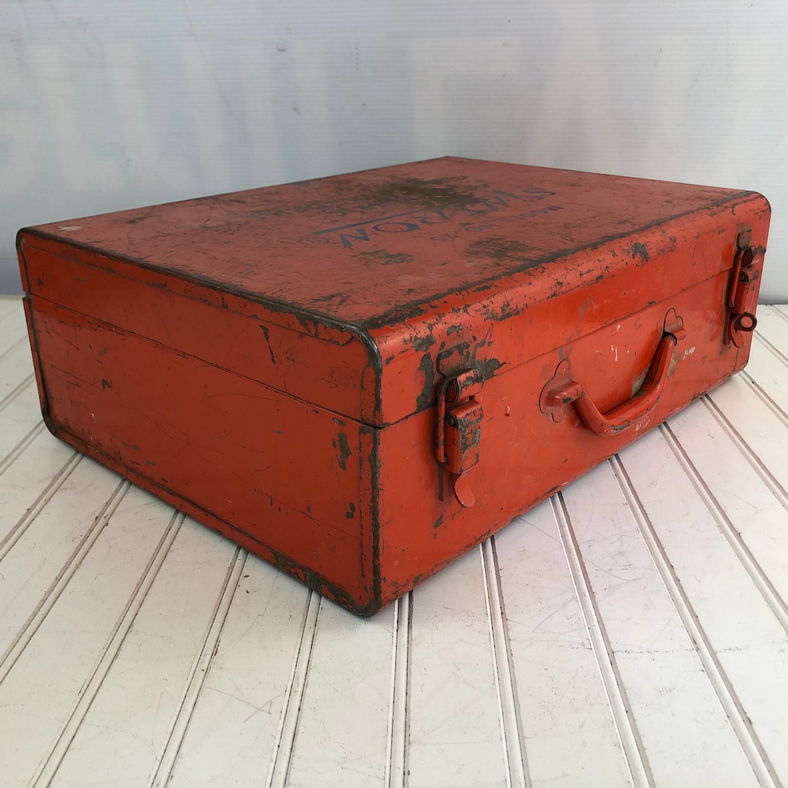 Vintage Rustic Red Metal Box Case Syntron - Etsy