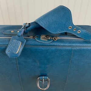 Vintage Blue Leather Suitcase, Soft Shell Luggage - Etsy