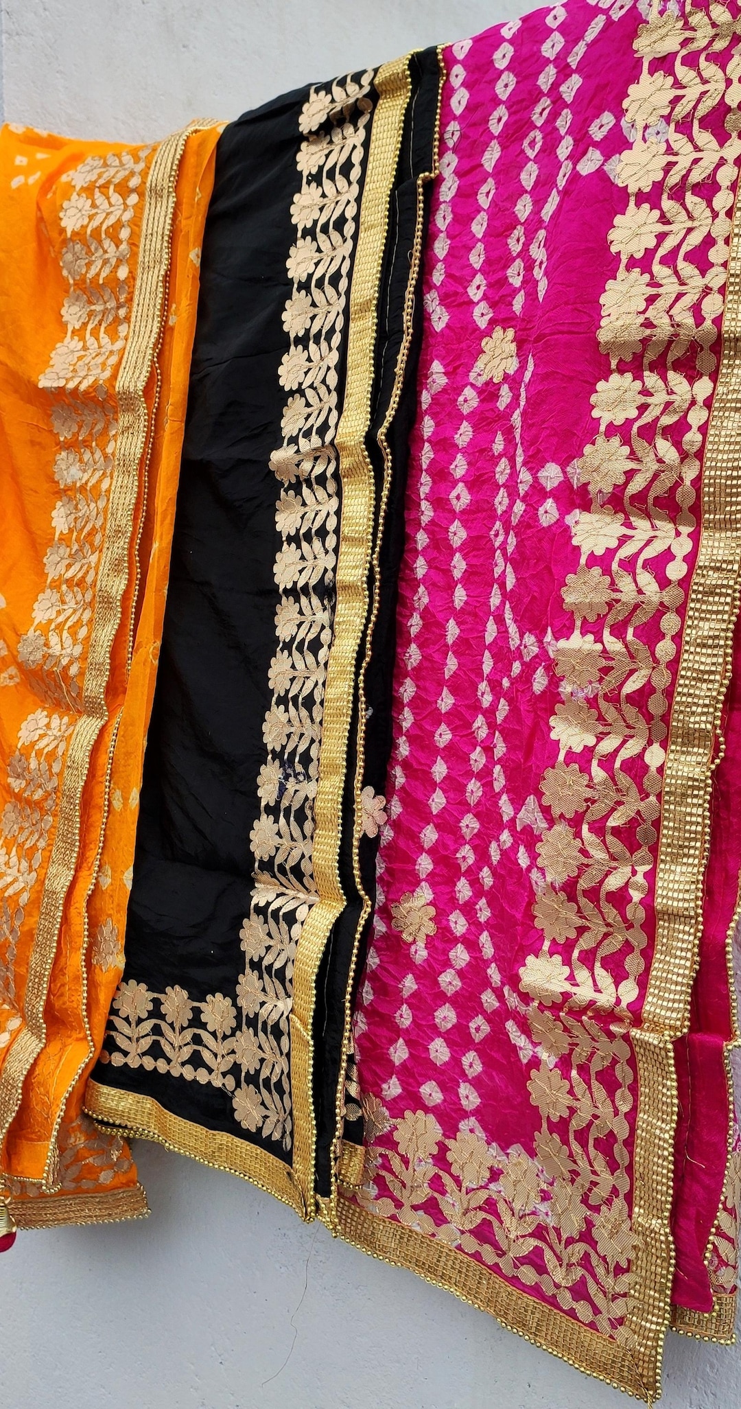 Rajasthani Women Silk Bandhej Gotta Patti Work 3 Multi-color Heavy ...