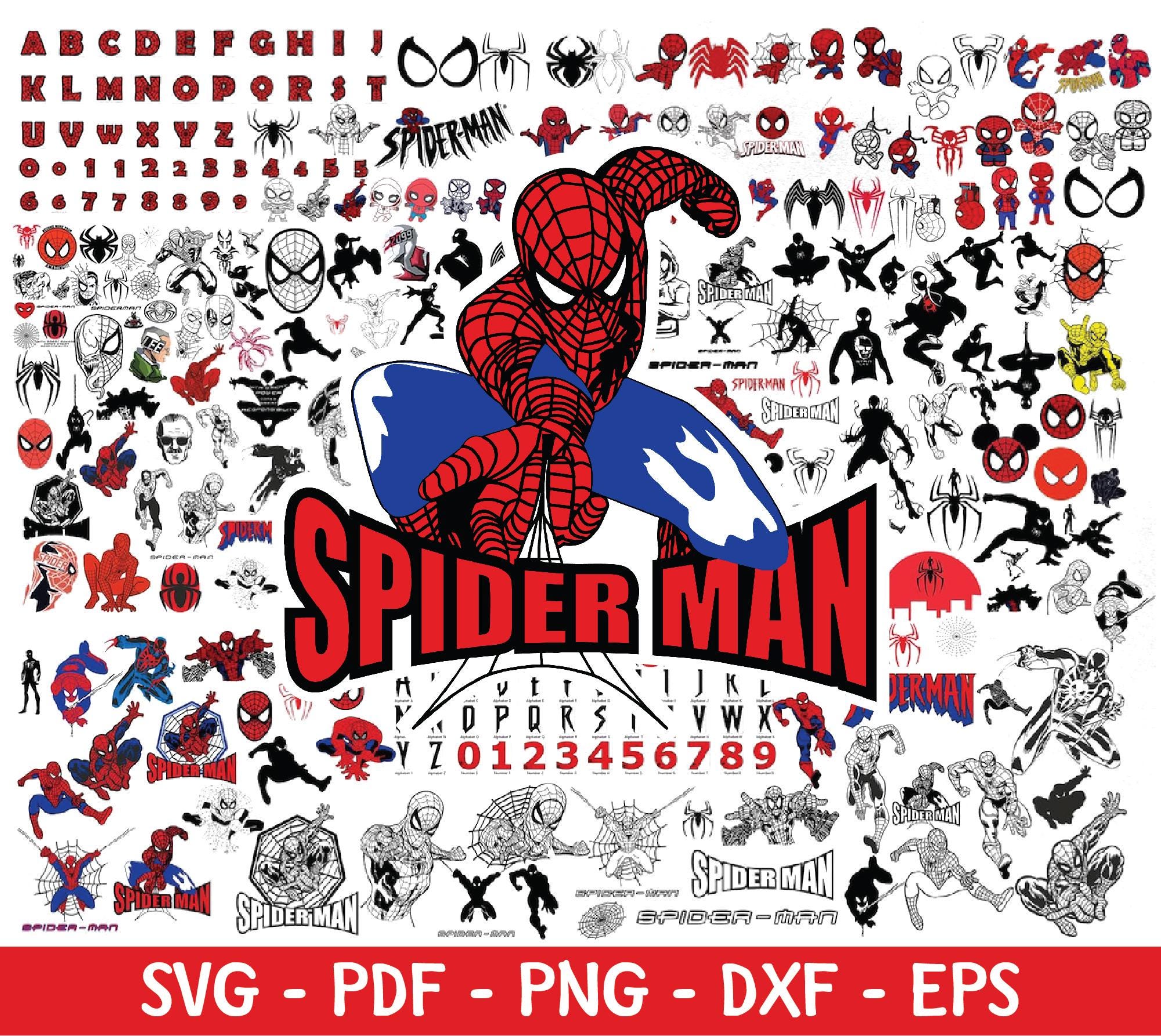 Spiderman Svg Bundle Layered Item, Spiderman Font, Spiderman Cut Files ...