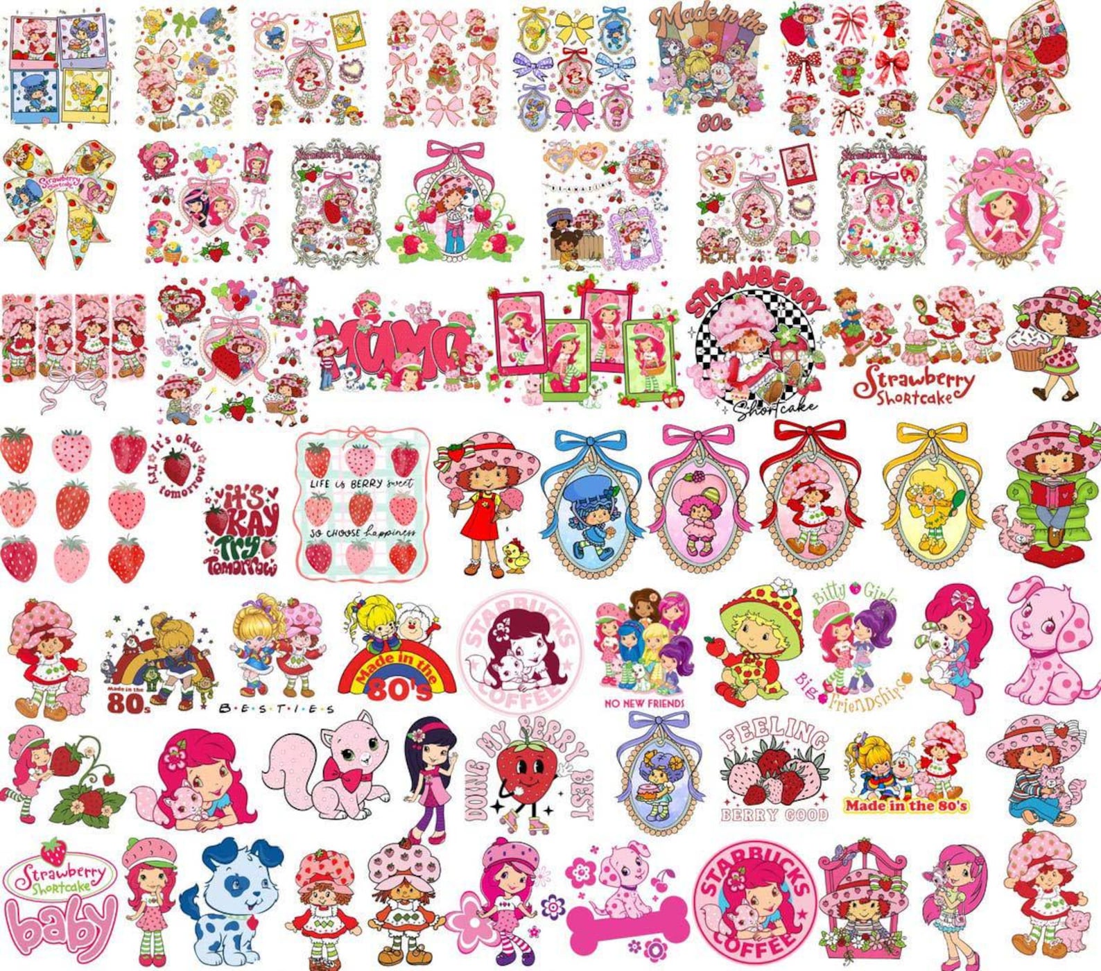 150+ Retro Straw-bery Sh0rt-cake PNG SVG Bundle | 90s Cartoon Girl Clipart | Cute Berry Friends ...