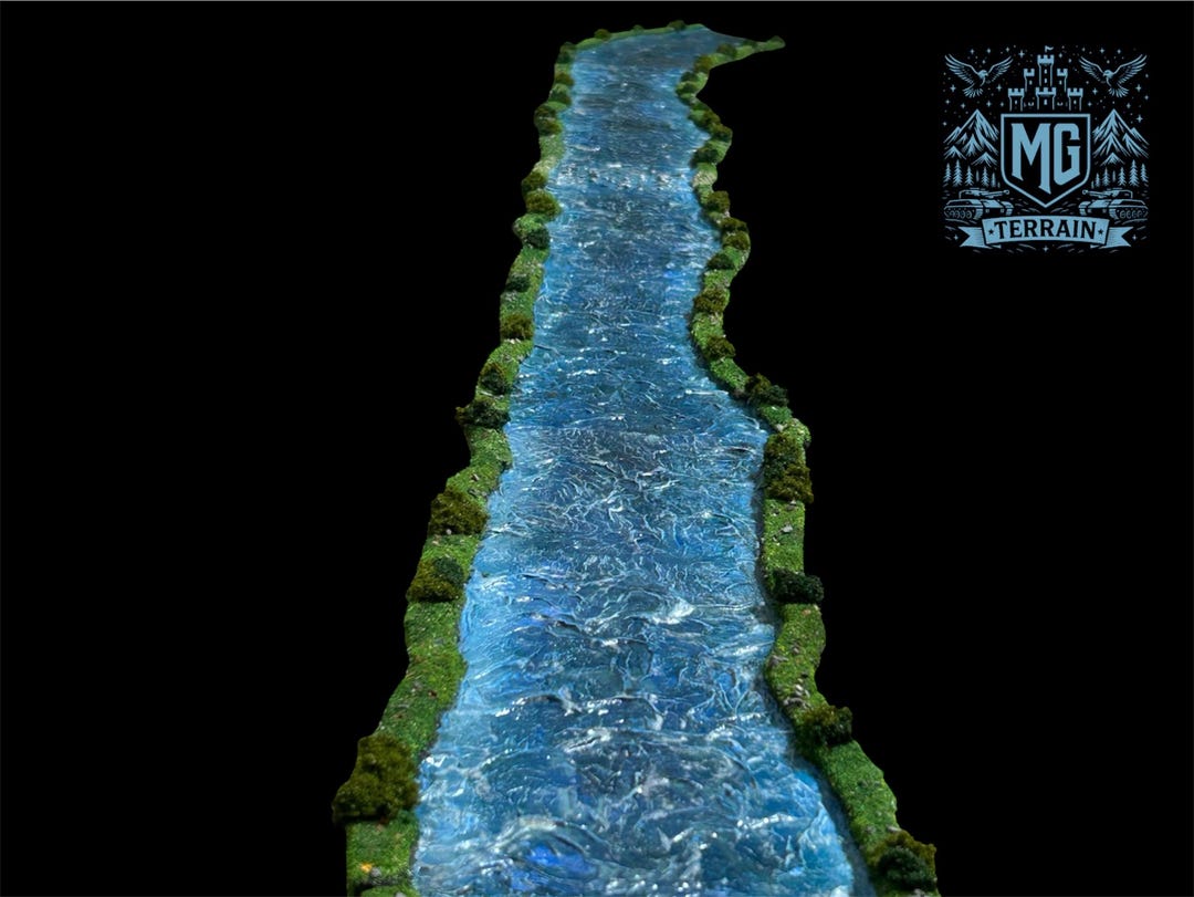 Modular River Terrain Painted Wargaming Tabletop Scenery Flocked and ...