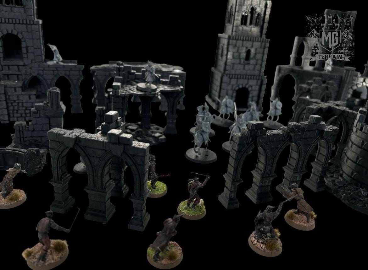 Osgiliath Ruins Terrain Set 3D Printed Gondor Wargaming Scenery Mesbg ...