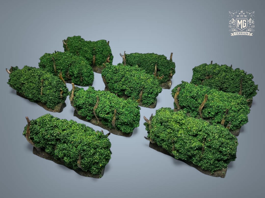 Tall Hedges Terrain: 28mm Wargaming Scenery, Ready to Play (set of 10 ...