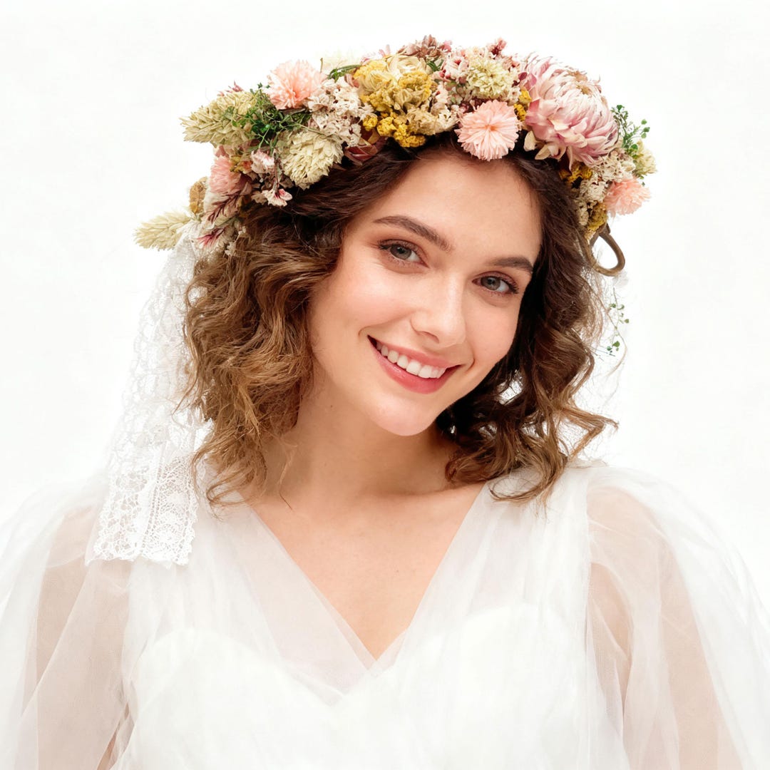 Dried Flower Crown, Mother Nature Costume, Rustic Floral Crown, Wedding ...