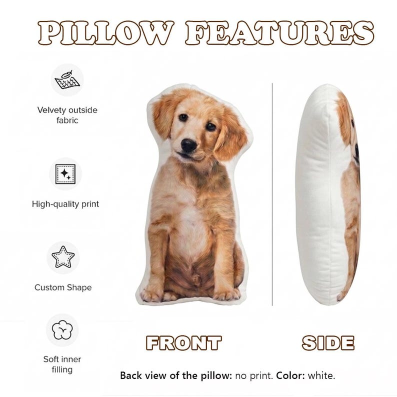 Personalized Pet Shaped Pillow, 3D Photo Pillow, Pet Lover Gift, Dog ...