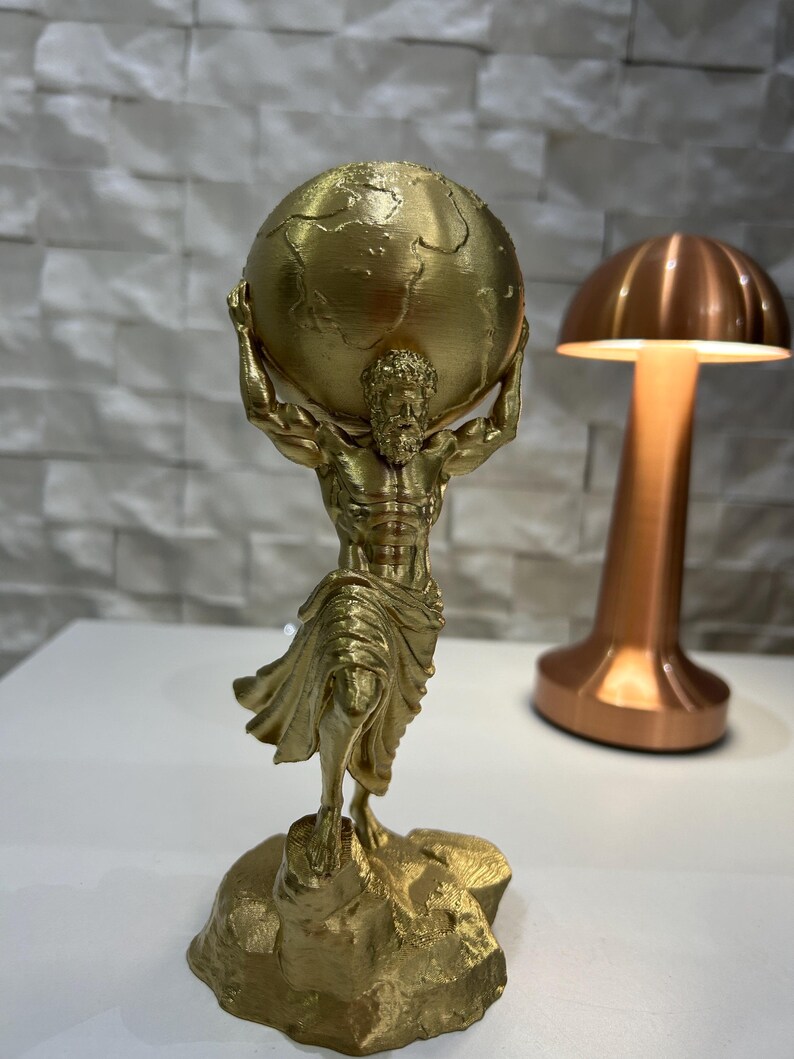 Atlas Statue Gold - Greek Mythology Titan Carrying the World - Atlas ...