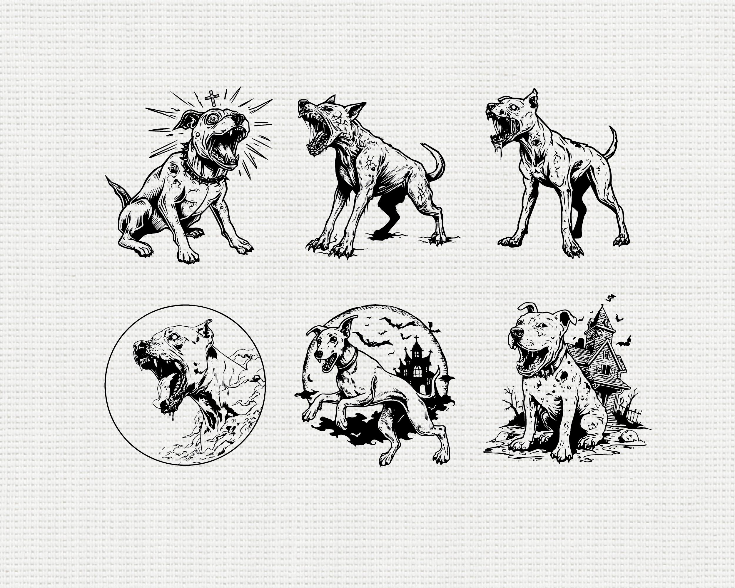 Zombie Dog SVG PNG Bundle, Halloween Silhouette Clipart, Horror Pet ...