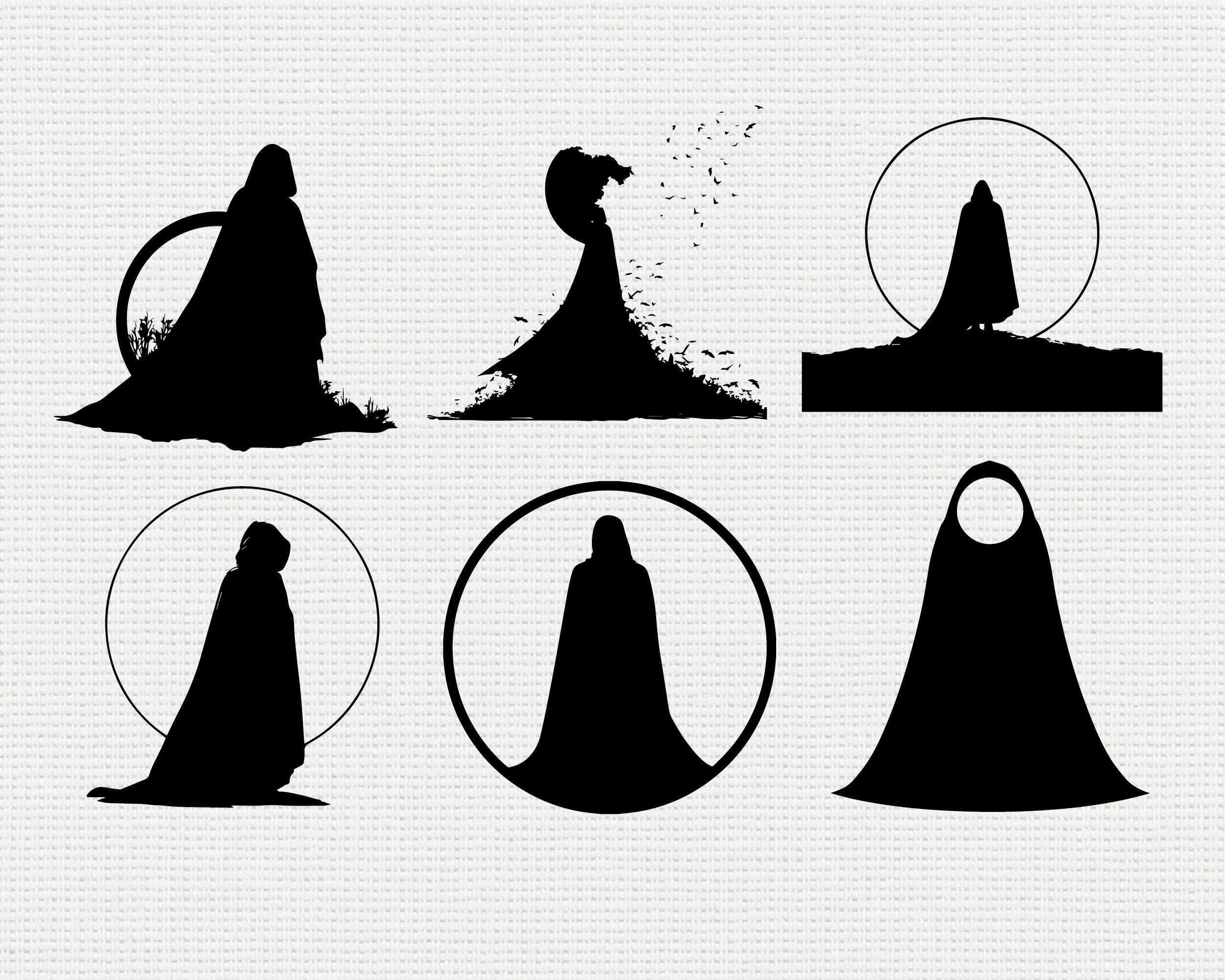 Cloak SVG PNG Bundle, Witch Silhouette Clipart, Gothic Fantasy Costume ...