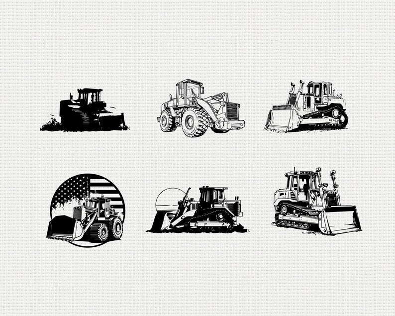 Bulldozer SVG PNG Bundle, Construction Vehicle Silhouette Clipart ...