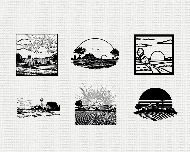 Farm Ranch SVG PNG Bundle, Country Silhouette Clipart (digital Download ...