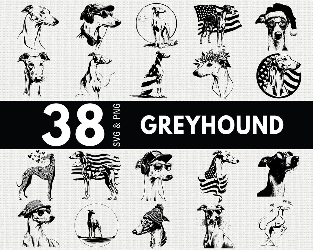 Greyhound SVG PNG Bundle, Dog Silhouette Clipart, Racing Pet Cricut ...
